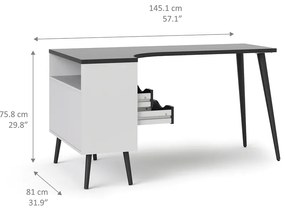 Retro psací stůl Oslo 75450 bílý/černý mat