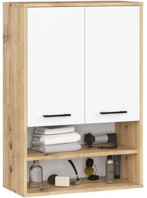 Závěsná koupelnová skříňka Fin W64 2D 64 cm bílá/dub - výběr z 5 provedení