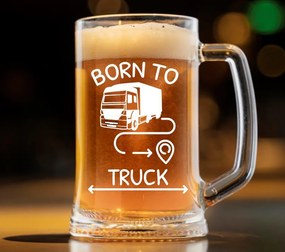 Dekorant Pivní půllitr pro kamioňáka BORN TO TRUCK