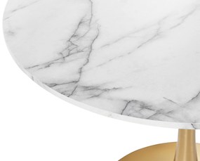 Kulatý jídelní stůl ⌀ 90 cm s mramorovým efektem bílá / zlatá BOCA Beliani