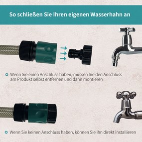 DURHAND nástěnný hadicový naviják 10 m otočný o 180° s ochranou proti mrazu s více sprchami -5-45 °C plast zelená černá | Aosom.de