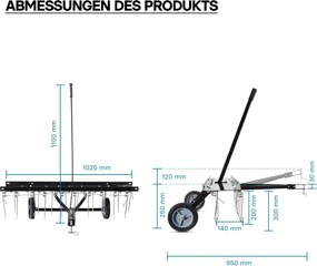 Vertikutátor Wiltec – 100 cm, černá (51705)