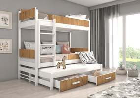 ADRK Furniture Patrová třílůžková postel s matracemi QUEEN 200x90 CH-QUE-W_AR-M-200