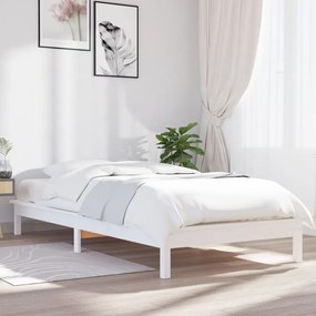 820572 vidaXL Rám postele bílý 90 x 190 cm Single masivní borovice