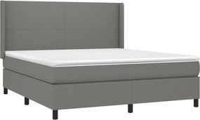Box spring postel s matrací a LED tmavě šedá 180x200 cm textil 3138174
