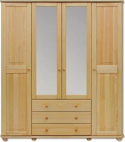 Casarredo - Komfort nábytek Šatní skříň FS-130, 4-dveřová se zrcadlem | barva: moření olše