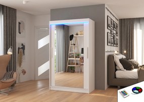 ADRK Furniture Posuvná skříň se zrcadlem a LED osvětlením TIBAGO 120 ADRK-SW-TIB-W-120+L