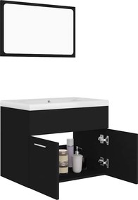 Set koupelnového nábytku černý dřevotříska 3070866
