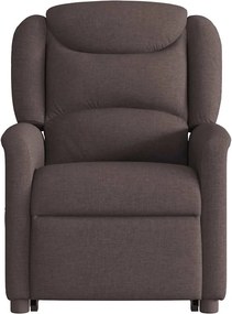 Elektrické zvedací polohovací křeslo tmavě hnědé textil 3303219