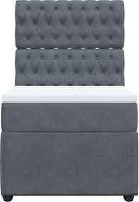 Box spring postel s matrací tmavě šedá 100x200 cm samet 3294569