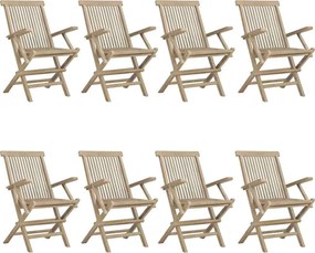 Skládací židle 8 ks, šedé, 56x61x89 cm, masivní teak 3155072
