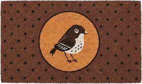 Hnědá kokosová rohožka s ptáčkem Bird - 75*45*1 cm
