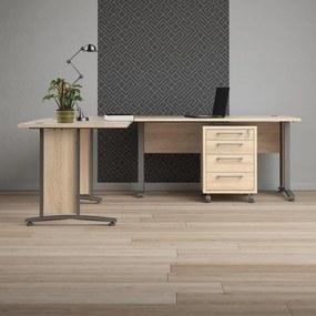 Rohové pracovní místo Modulo 230 x 200 cm, dub sonoma / šedá