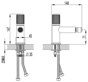 F-Design Ardesia, bidetová baterie, černá matná-růžové zlato, FD1-ARD-6-25