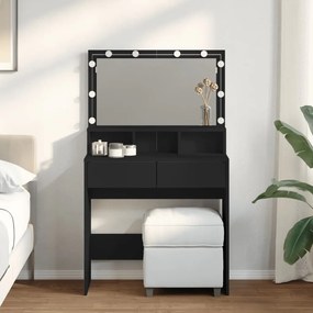 Toaletní Stolek S Led Černý 80 X 41 X 134,5 Cm