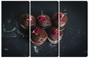Vícedílný obraz Čokoládové Muffiny S Růží Nedostatek Nedostatek Přírodní plátno 150x100