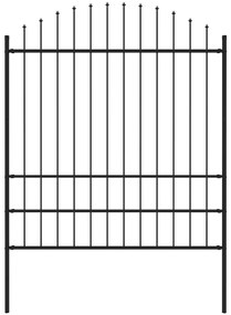 Zahradní plot s kopím nahoře ocelový 181 x 200 cm černý