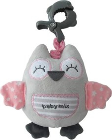 Edukační hrající plyšová hračka s klipem Baby Mix sova růžová