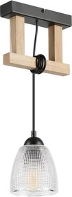 Lustr na lanku LEANDRA 1xE27/15W/230V dub/černá
