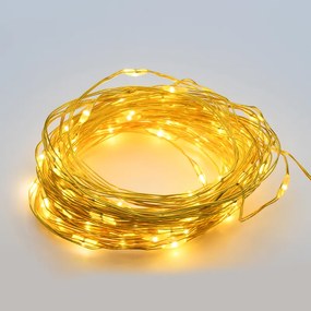 ACA DECOR Venkovní zlatý LED nano řetěz 10m WW 3xAA časovač