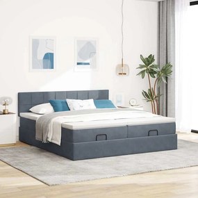 Osmanský rám postele s matrací tmavě šedý 200x200cm samet 3312930