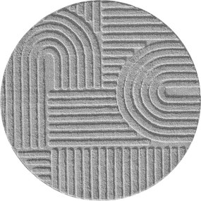 Ayyildiz, Kusový koberec Art 1121 Silver kruh, 120x120 (průměr) kruh, šedá, ložnice