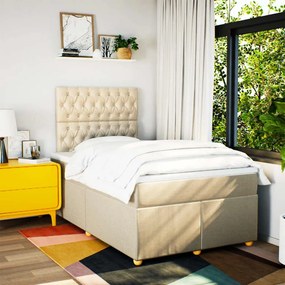 Box spring postel s matrací krémová 120x200 cm textil 3293559