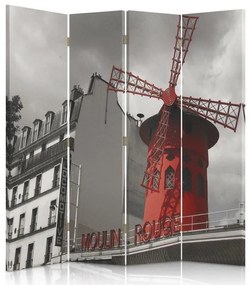 Ozdobný paraván Paříž Moulin Rouge - 145x170 cm, čtyřdílný, obustranný paraván 360°