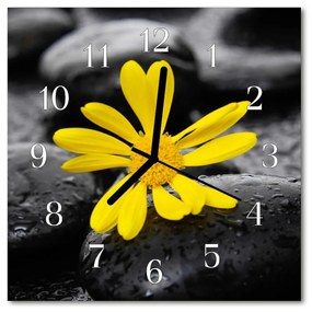 Nástenné skleněné hodiny květina 30x30 cm