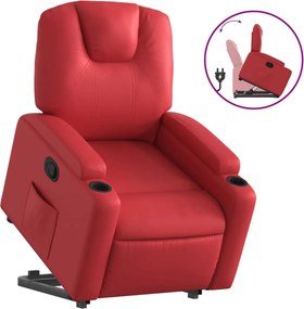 Zvedací polohovací křeslo červené umělá kůže 3204435