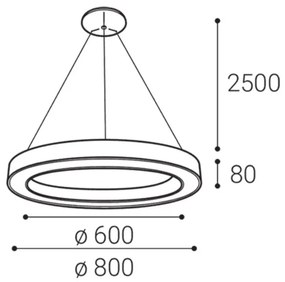 Led2 Závěsné LED svítidlo SATURN P-Z ø 80 cm, černá Varianty: 3000K/4000K Casambi TW