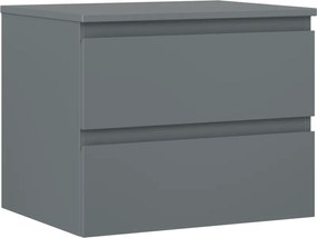 Mexen Orio, koupelnová skříňka 60 cm s horní deskou, 2 zásuvky, grafitová matná, 91A10-06047-2-BFFC66