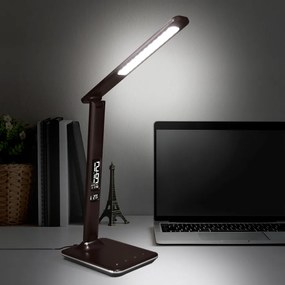 Solight LED stolní lampa 9W s displejem hnědá