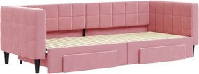 Válenda s přistýlkou a zásuvkami růžová 80 x 200 cm samet 3196735