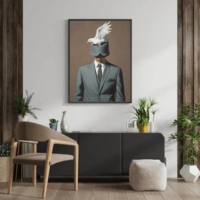 Muž s holubem inspirace René Magritte