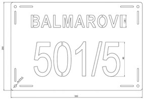 Domovní číslo tabulka lakovaná 6 Velikost: 40 x 26 cm, Odstín: RAL 9005 - černá