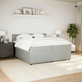 Box spring postel s matrací světle šedá 200x200 cm samet 3290130
