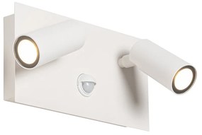 Venkovní nástěnné svítidlo bílé včetně LED 2-světelného pohybového senzoru - Simon