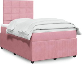 Box spring postel s matrací růžová 120x190 cm samet 3292291