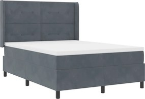 Postel s boxspringem s čelo Tmavě šedá 140 x 200 cm samet 3342009