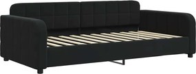 Válenda s přistýlkou a matracemi černá 100 x 200 cm samet 3196964