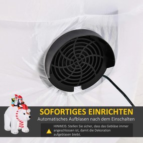 HOMCOM Nafukovací vánoční dekorace, nafukovací vánoční figurky, samonafukovací, včetně ventilátoru, 2 m, vícebarevné