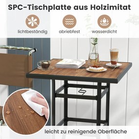Costway Bistro stůl s otvorem na deštník a stolní deskou v dřevěném zahradním