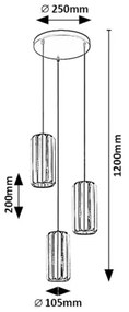 Rabalux 72255 - Lustr na lanku VENESS 3xE27/40W/230V