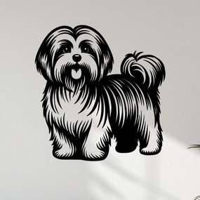 dřevo života Dřevěný obraz Havanský psík (Havanese) Zvolte rozměr (cm): 57x60, Zvolte barvu dekoru: Černá