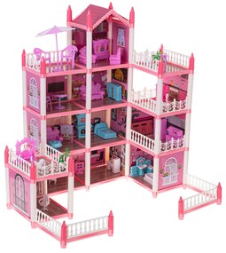 Creative Corner Domeček pro panenky růžová DIY 4 úrovně nábytku