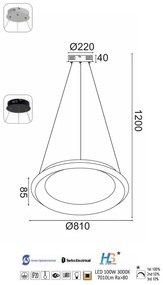 ACA DECOR LED závěsné svítidlo DIANA 100W/230V/3000K/7010Lm/270°/IP20/DIM, Flicker free