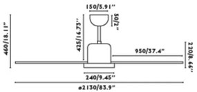 FARO 33465A-Stropní ventilátor ANDROS XL matný chrom pr. 213 cm+dálkové ovládání