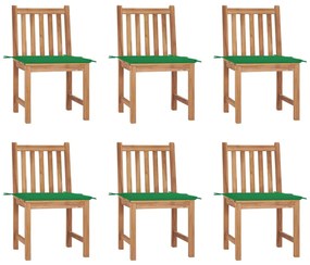 Zahradní židle 6 ks s poduškami masivní teak - Default Title