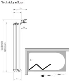 Ravak Supernova VS3 1000x1400 mm, vanová zástěna Profil: Bílá, Sklo: Rain VS3-100 RAIN